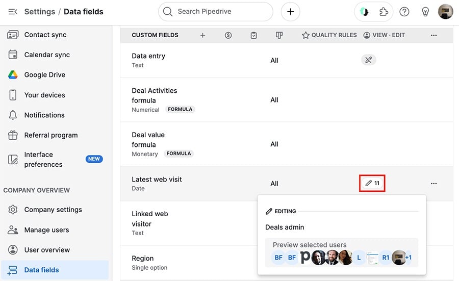 Read-only fields - Knowledge Base | Pipedrive